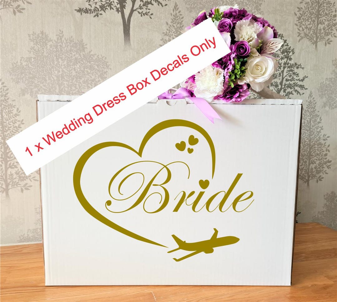 Wedding Dress Box Vinyl Decal: Bride & Airplane Sticker - Etsy