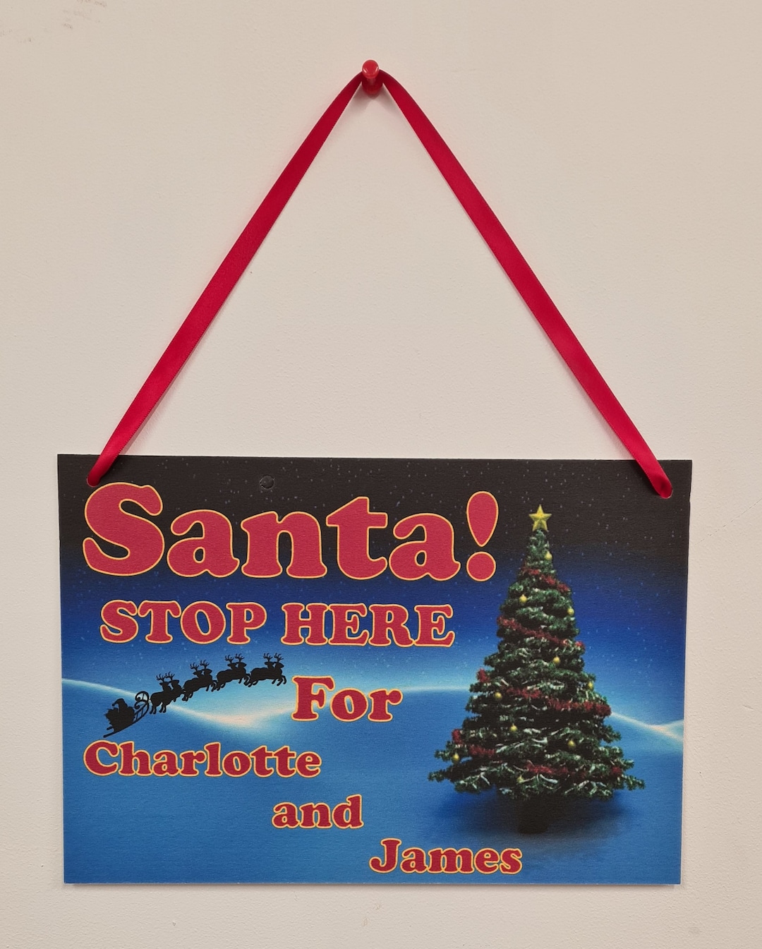 Personalised Santa Stop Here Sign Christmas Sign Festive Sign Kids ...