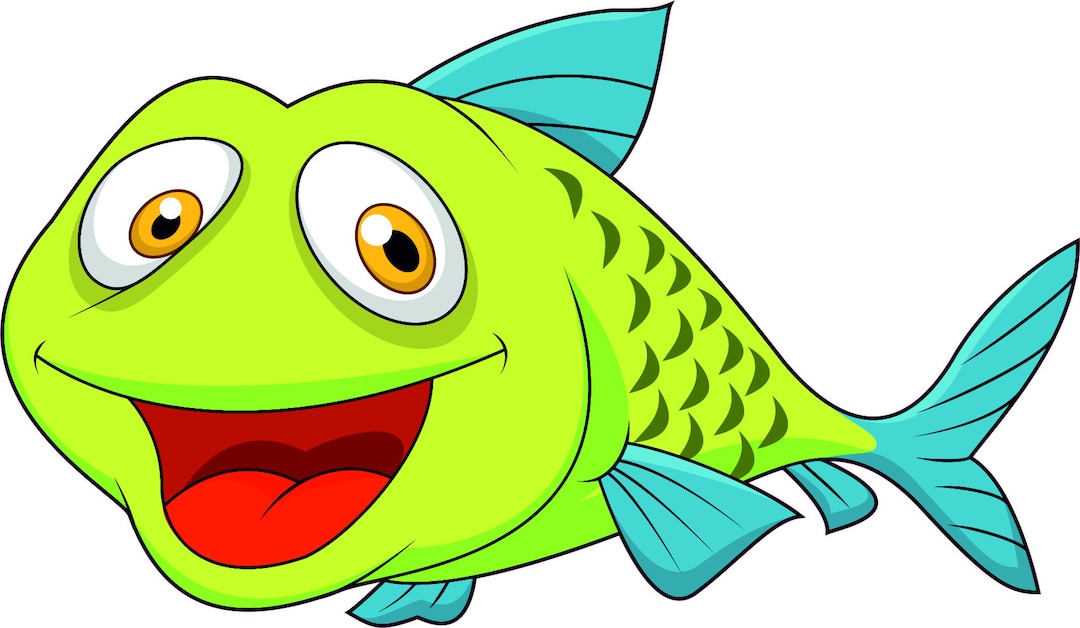Yellow Fish Stickers in 5 Sizes Birthday Party Gift Bag Sticker Label ...