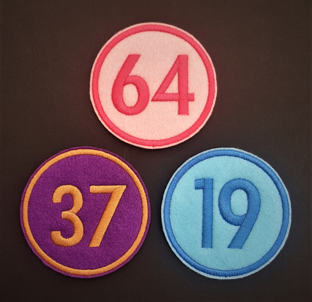 Personalised Embroidered Number Patch Badge Girls Boys Iron on or Sew ...