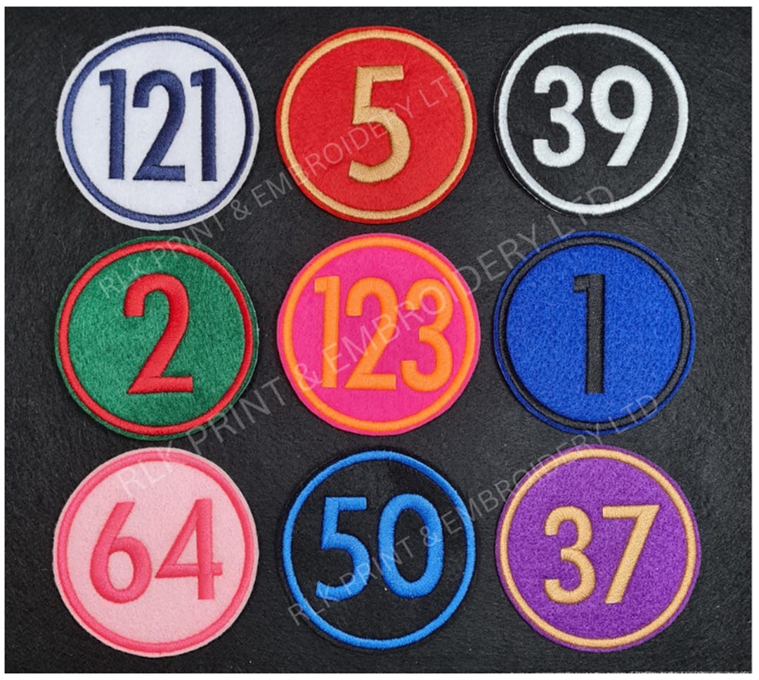 Personalised Embroidered Number Patch Badge Girls Boys Iron on or Sew ...