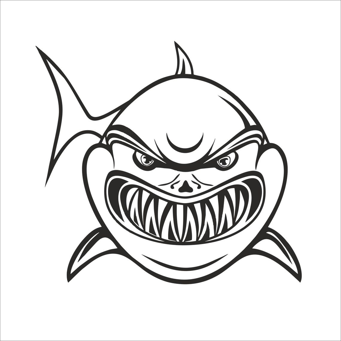 Angry Shark Car Vinyl Sticker Decal Jaws Nemo | Custom Car Stickers ...
