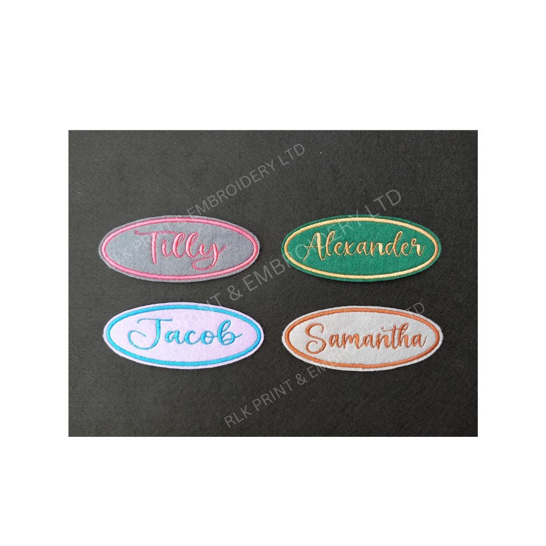 Personalized Embroidered Name Patch, Oval Iron-on or Sew-on Badge - Etsy
