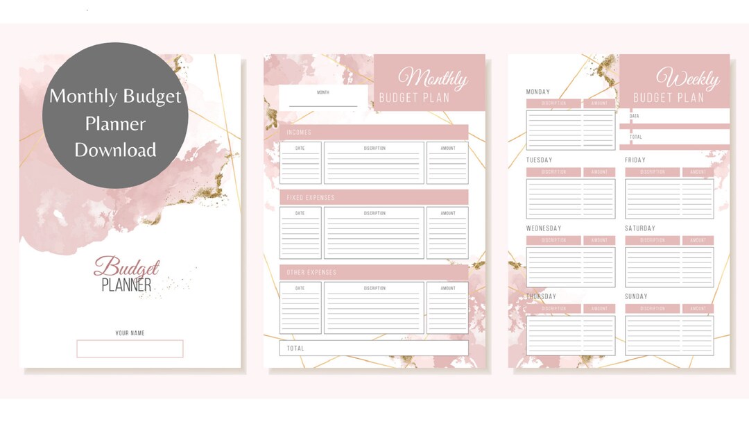 Monthly Budget Planner | Blush Pink Palette | Simple Annual Budget ...