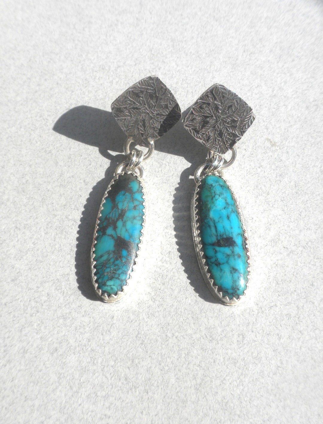 Turquoise Stud Earrings - Sterling Silver, Turquoise, Blue to Teal ...