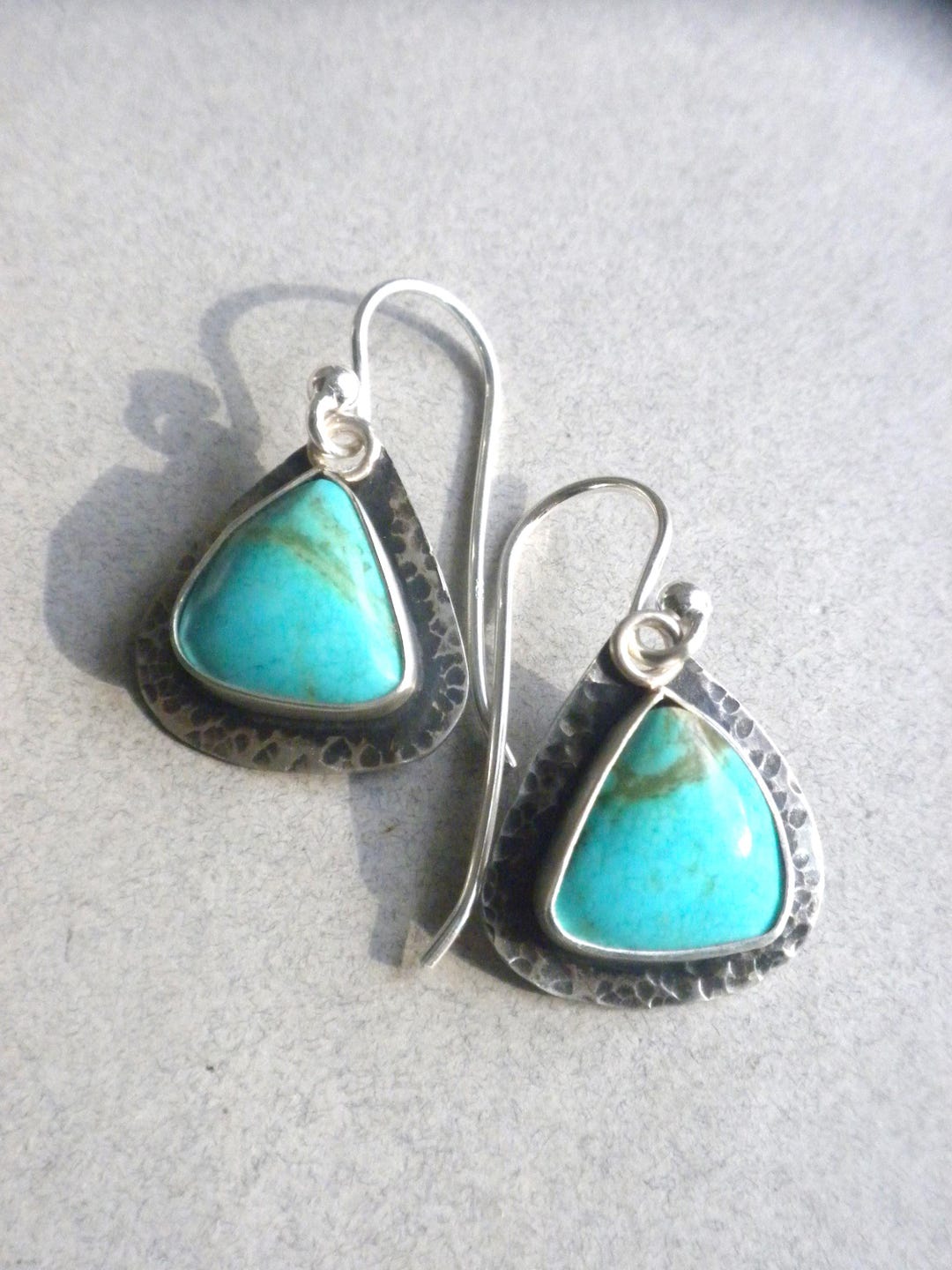 Turquoise Earrings Sterling Silver, Tyrone Turquoise, Freeform ...