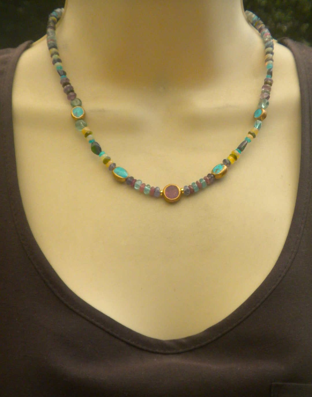 Multi-colored Gem Necklace - Ethiopian Opal, Apatite, Amethyst ...