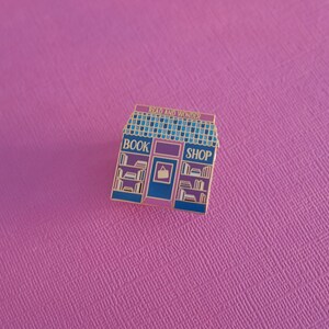 Book Shop Enamel Pin | Blue and Pink Variant - Etsy
