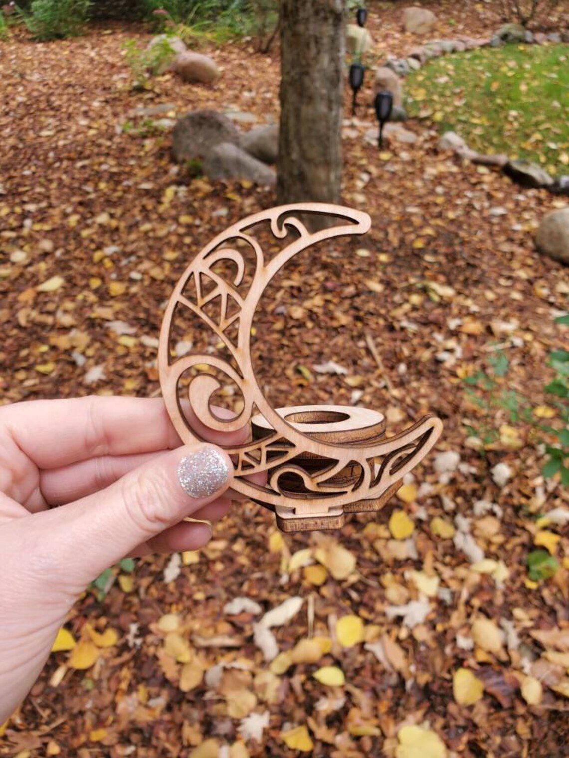 Crescent Moon Sphere Stand / Quality Handmade/ Wooden/ Crystal - Etsy