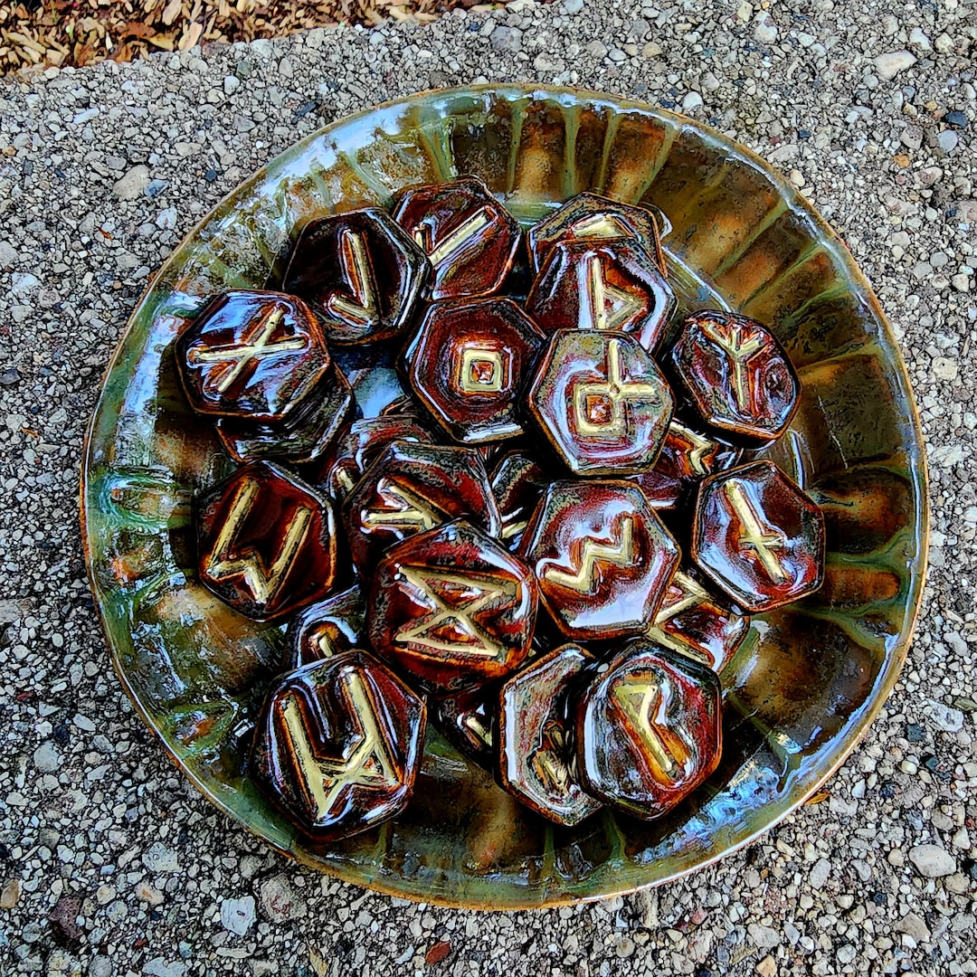 Ceramic Rune Set With Plate - Etsy