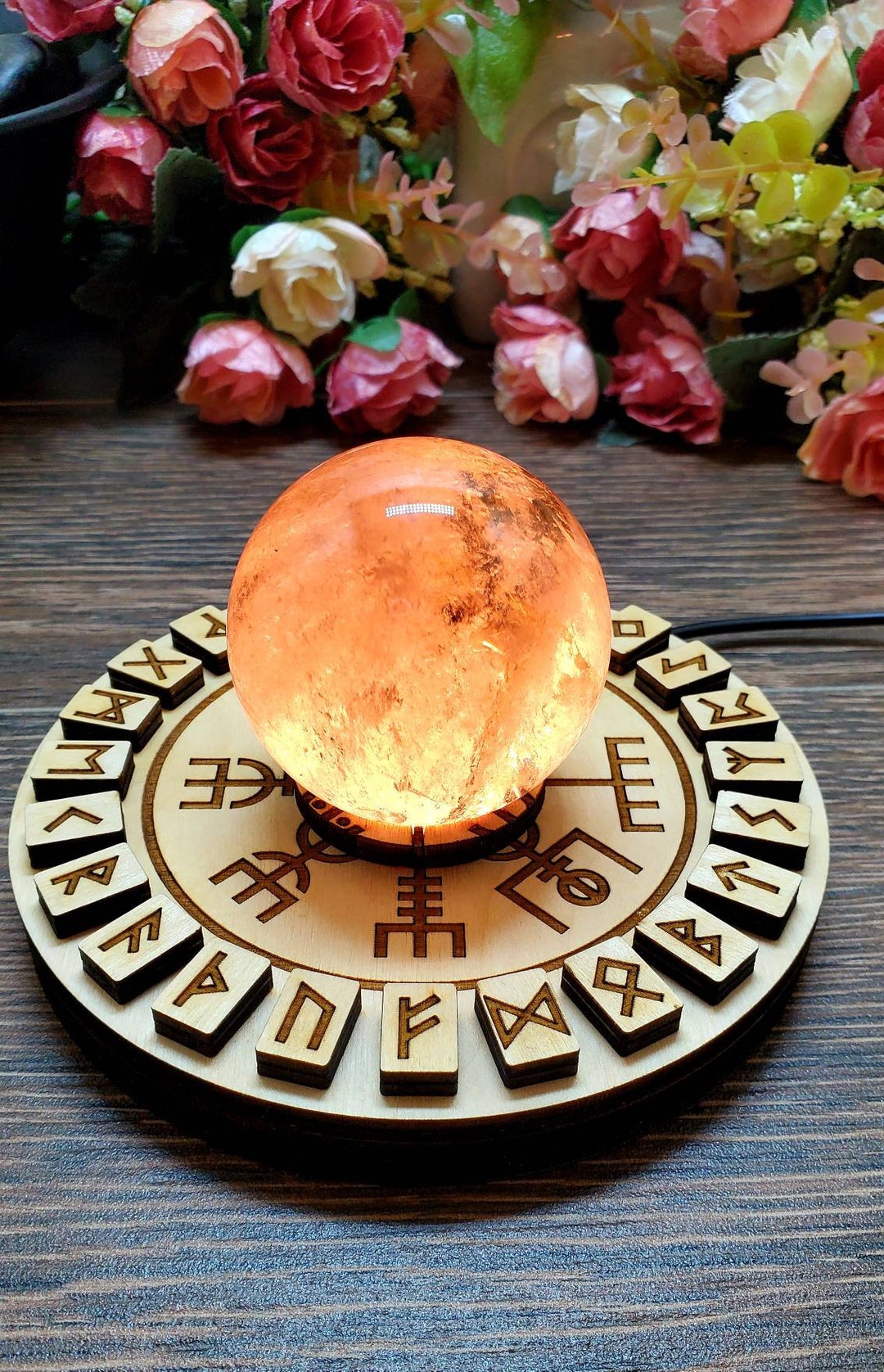 Rune LED Light Sphere Stand / Quality Handmade/ Crystal Stand /display ...