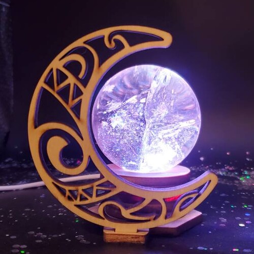 Crescent Moon Sphere Stand / Quality Handmade/ Wooden/ Crystal - Etsy