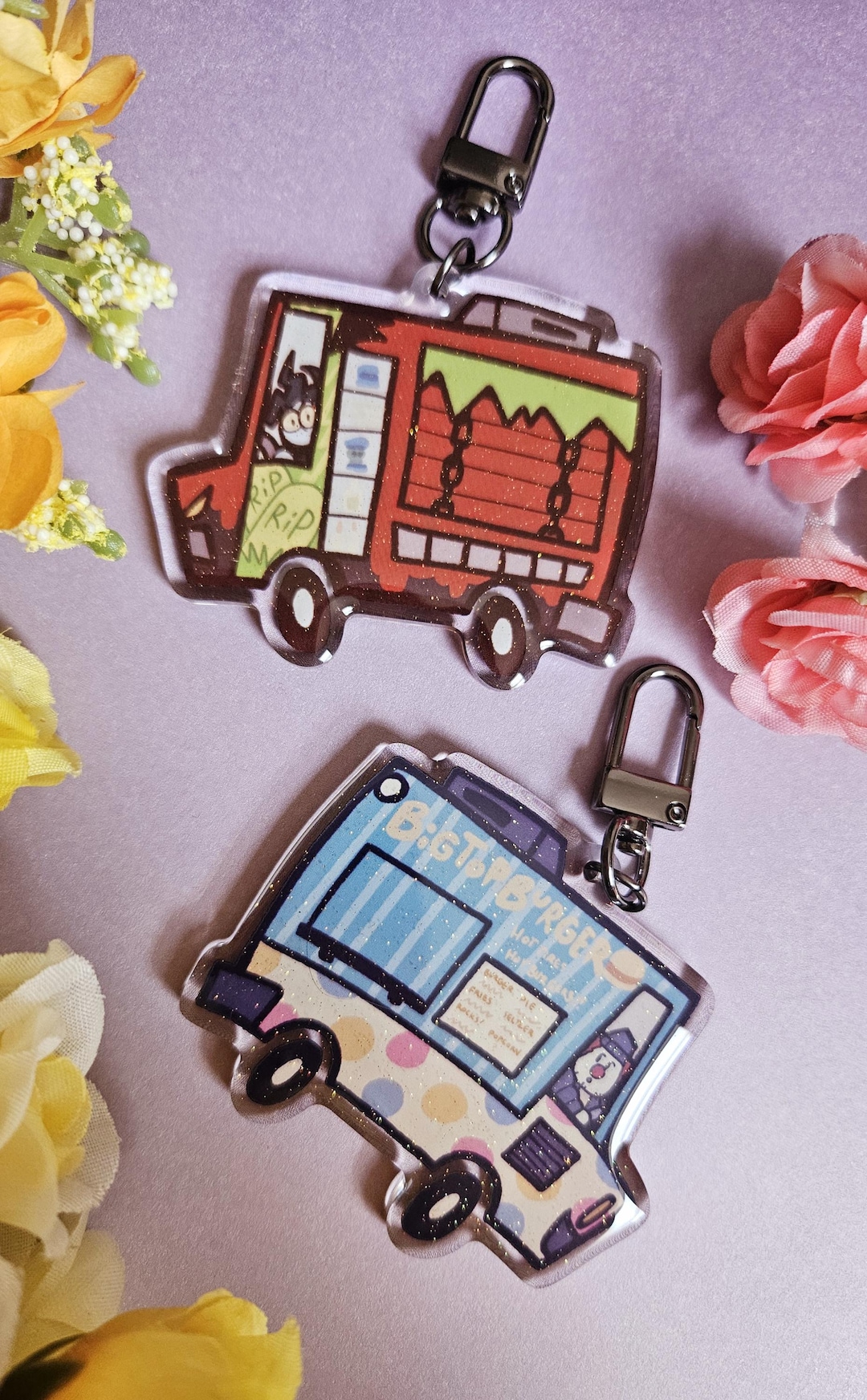 Bigtop Burger/zomburger Double Sided Glitter Epoxy Keychain - Etsy