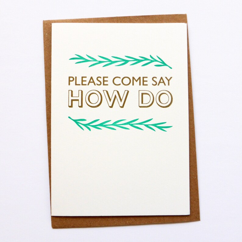 Please Come Say How Do Letterpress Typographic Card - Etsy