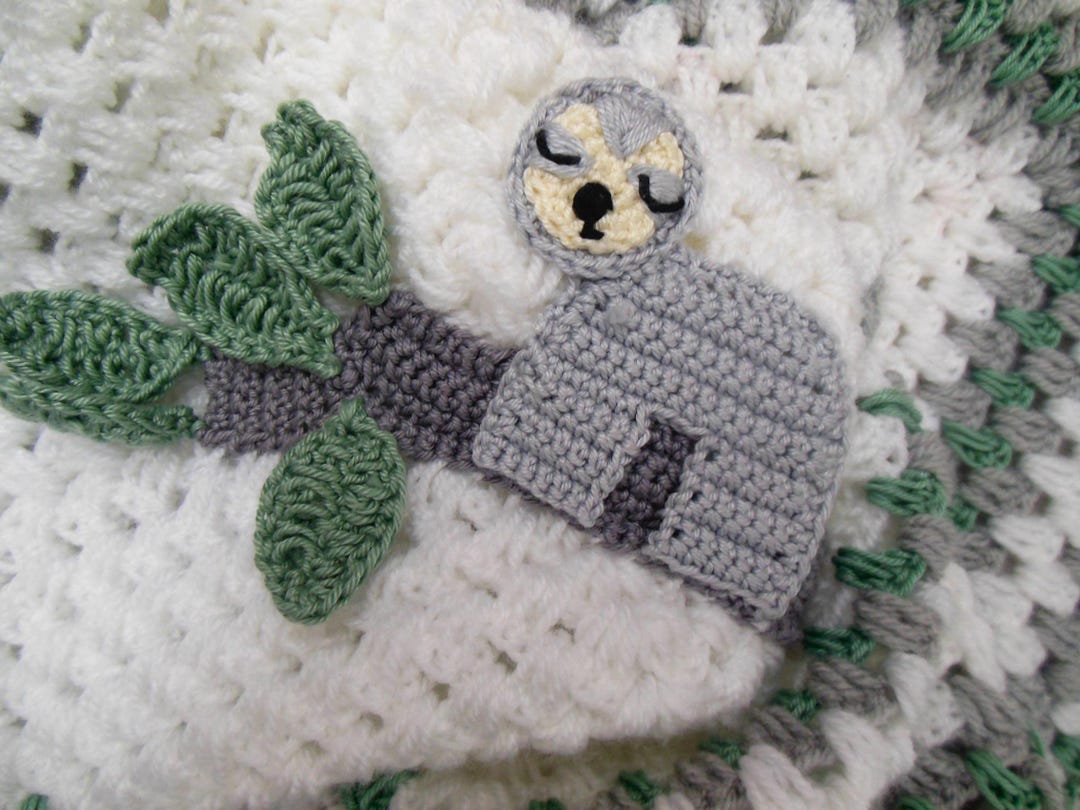 Sloth Baby Blanket, Crochet Baby Blanket With A Sloth in A Tree Design ...