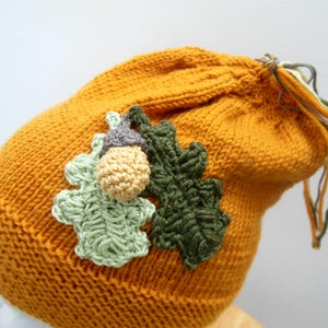 Unique Acorn Hat, Hand Knitted Womens Beanie With Acorn & Oak Leaf ...