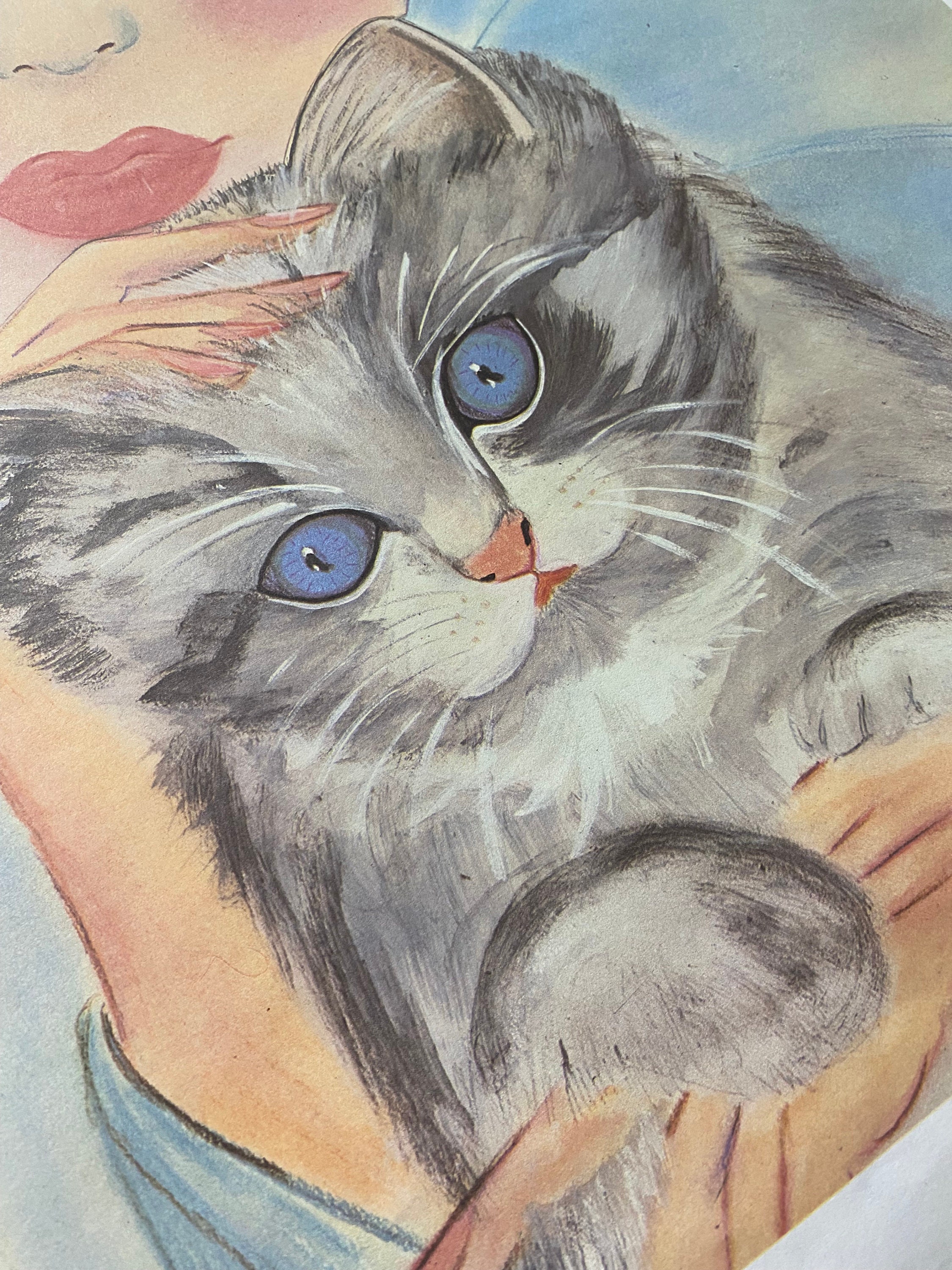 Pierrot and His Cat Poster, Poster Signed Valérie, AR Production - Etsy