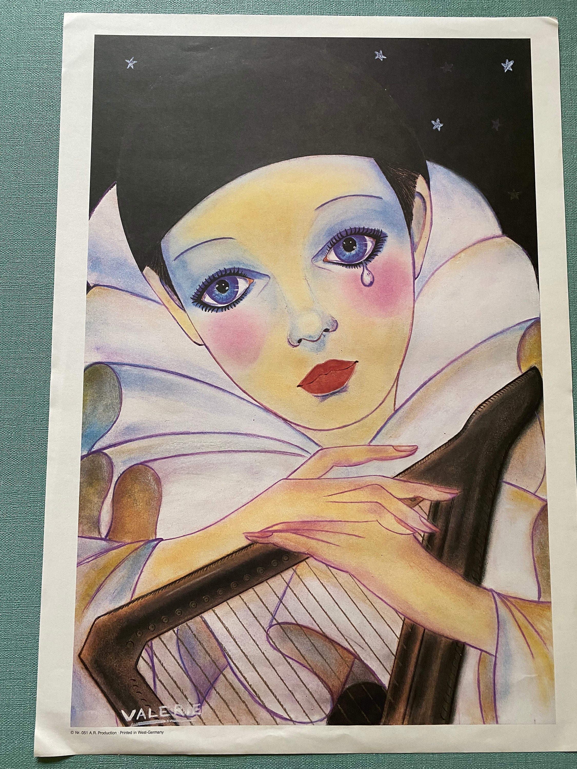 Pierrot and His Harp, Pierrot Poster - Etsy