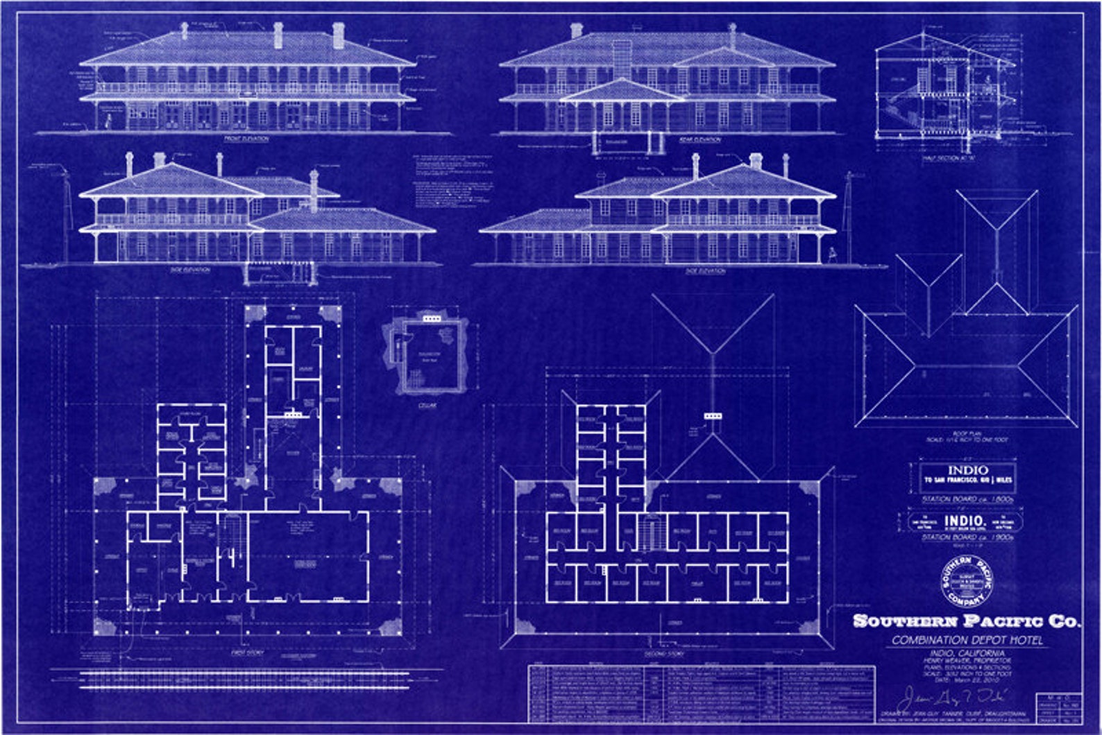 1882 Indio, California Depot Hotel Southern Pacific Railroad Handmade ...