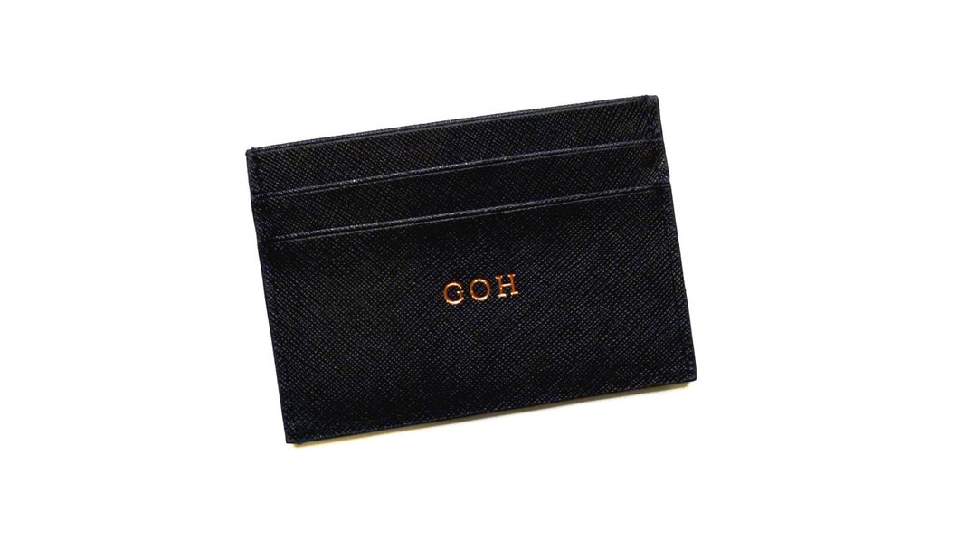 Jordy Black Card Holder Personalised Small Font Complimentary Initials ...