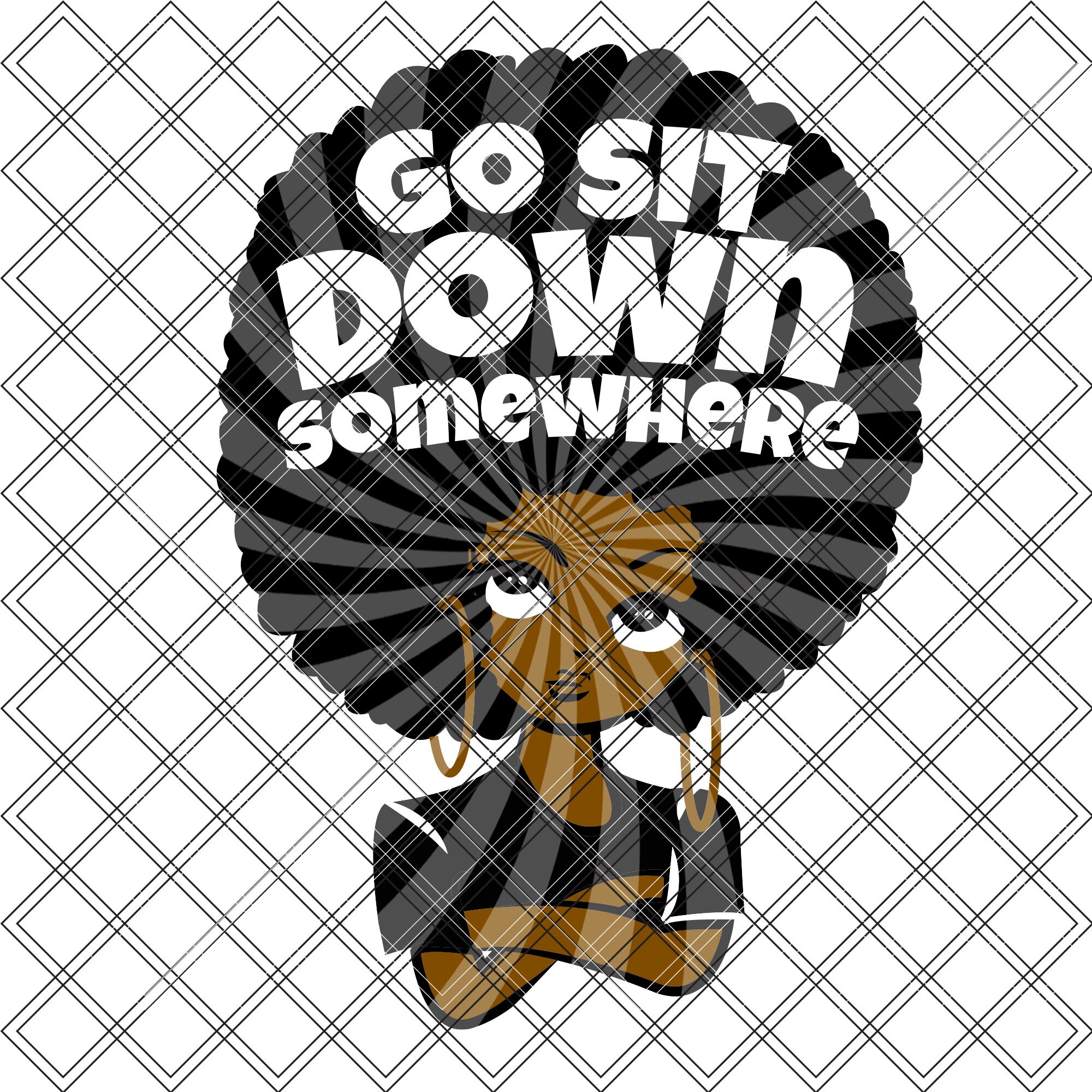 Mama Saying SVG 2 Versions Go Sit Down Afro SVG Old | Etsy