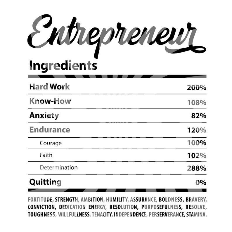 Entrepreneur Ingredients SVG Small Business Solopreneur - Etsy