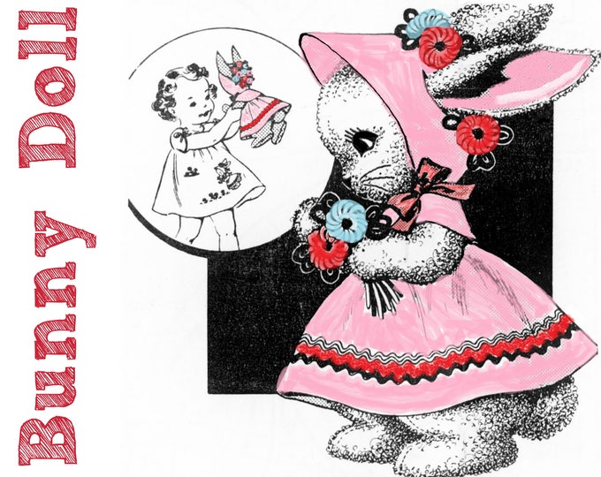 Vintage Bunny Doll Pattern PDF INSTANT DOWNLOAD Easter Toy Rabbit ...