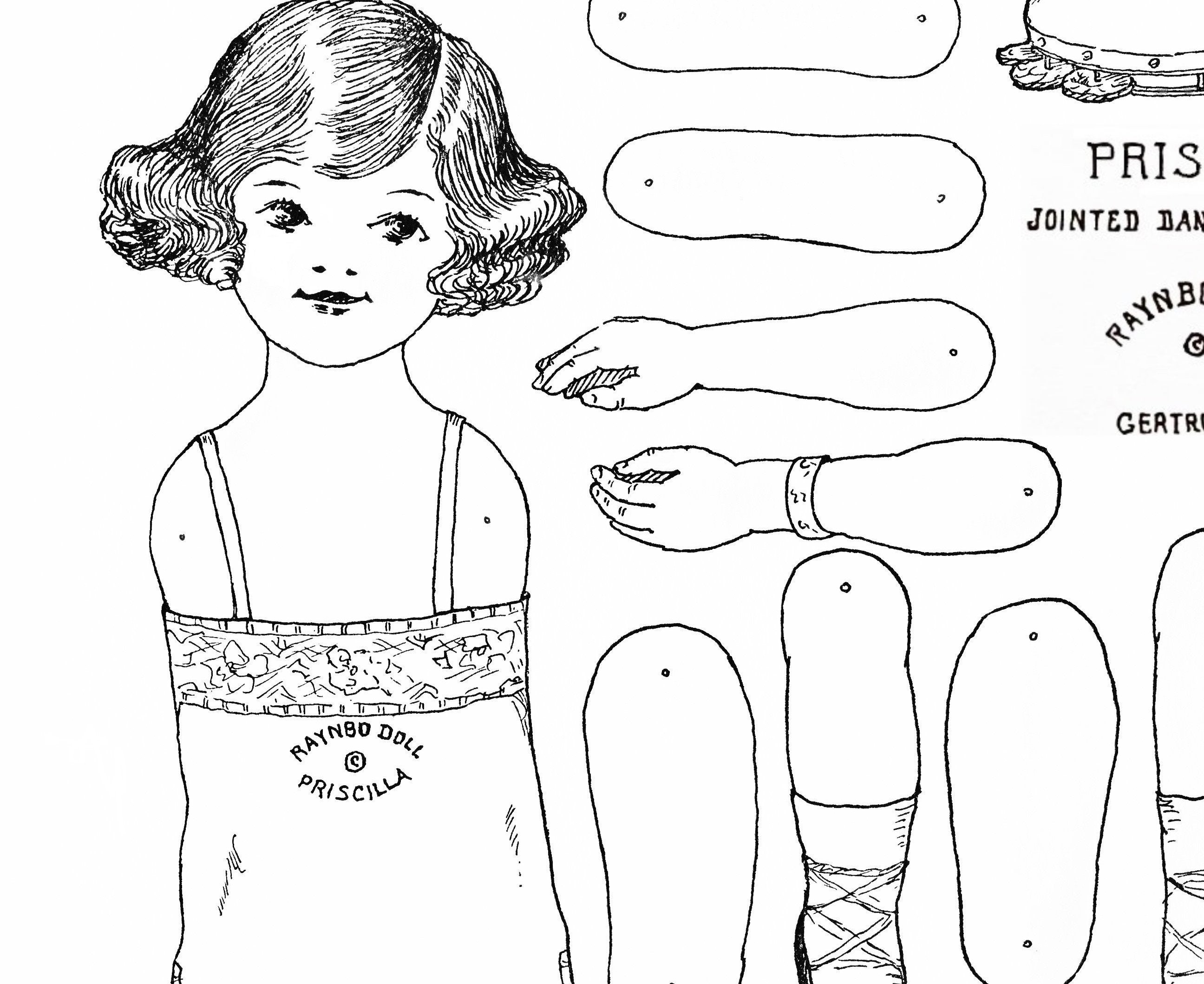 Digital Paper Doll Dancing Priscilla Jointed Paper Doll With 4 Costumes ...