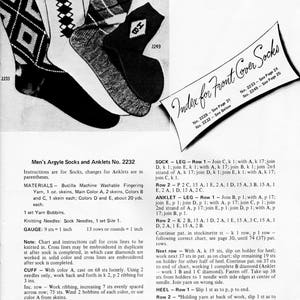 Vintage Socks Knitting Patterns PDF INSTANT DOWNLOAD Argyle Sock ...