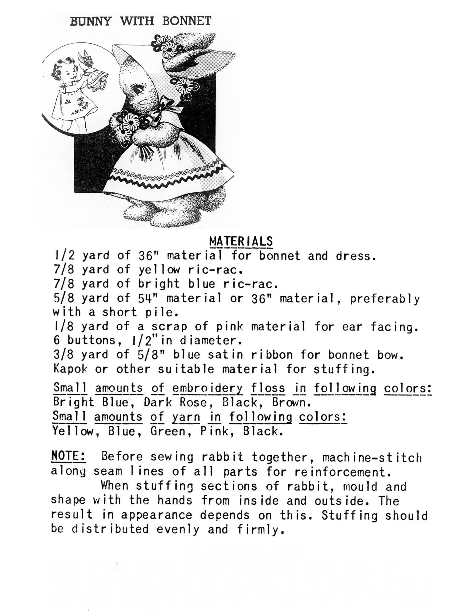 Vintage Bunny Doll Pattern PDF INSTANT DOWNLOAD Easter Toy Rabbit ...