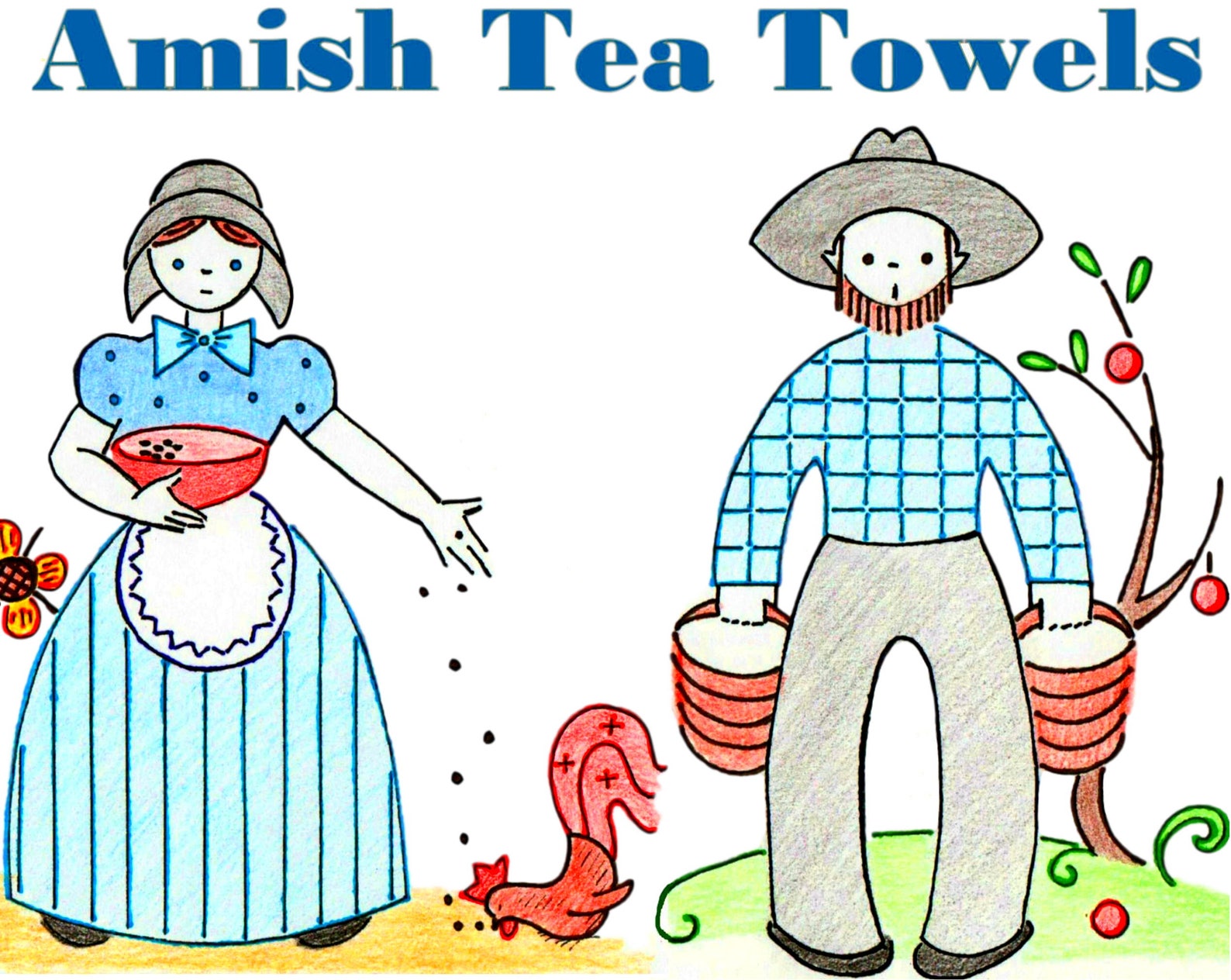 Amish Tea Towel Embroidery Pattern, Vintage Pennsylvania Dutch Design ...