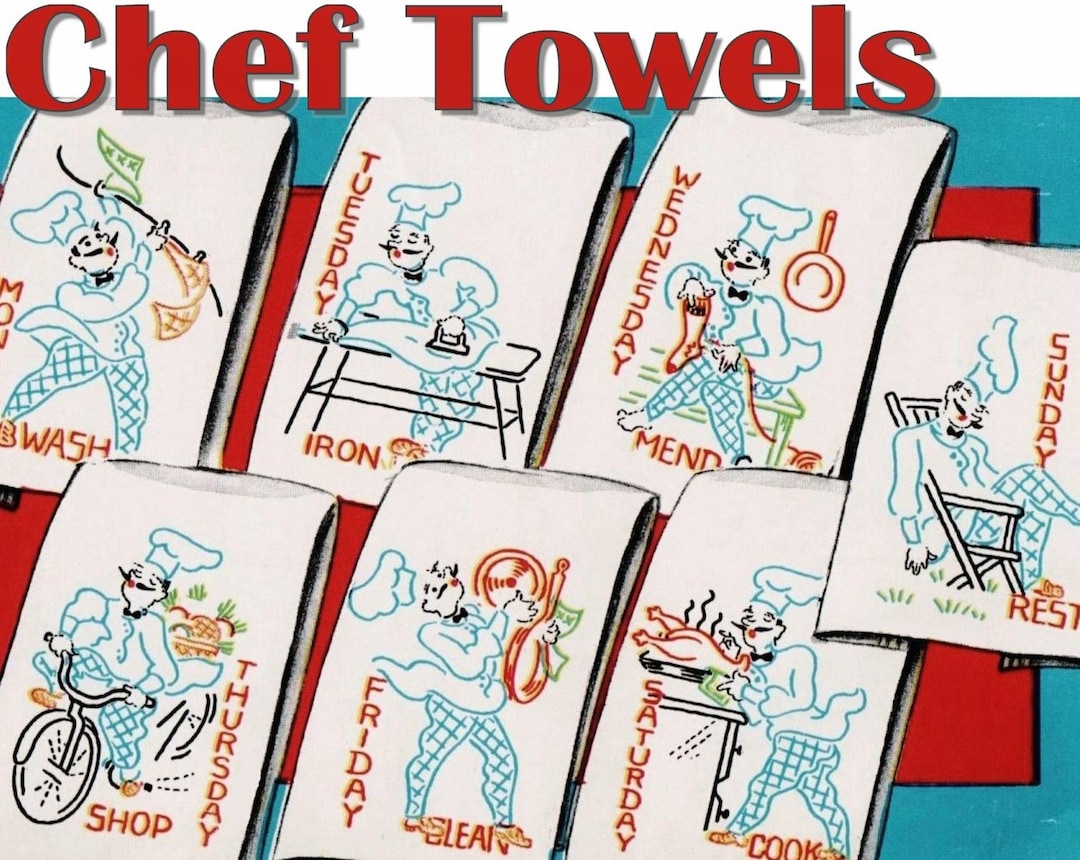 Chef Towels Vintage Kitchen Towel Embroidery Pattern VOGART 654 PDF ...