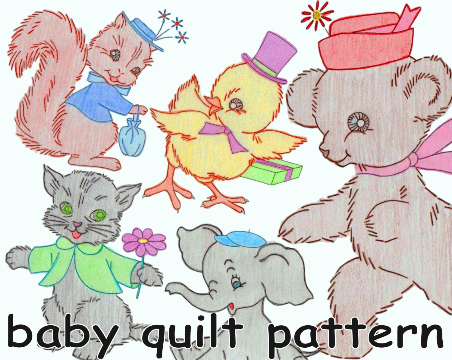 Baby Quilt Pattern Baby Animals Quilt PDF INSTANT DOWNLOAD Nursery ...