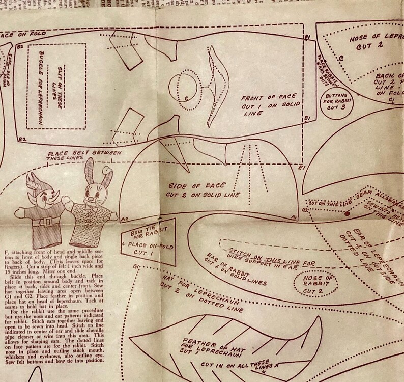 1940's Workbasket Toy Sewing Pattern: Freddie Frog, Winnie Whale ...