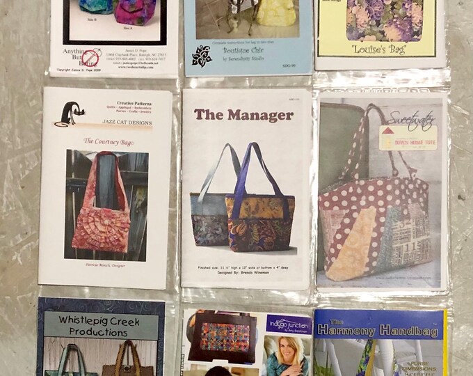 9 Sewing Patterns for Handbags, Purses, Shoulder Bags, Tote Bags, New ...
