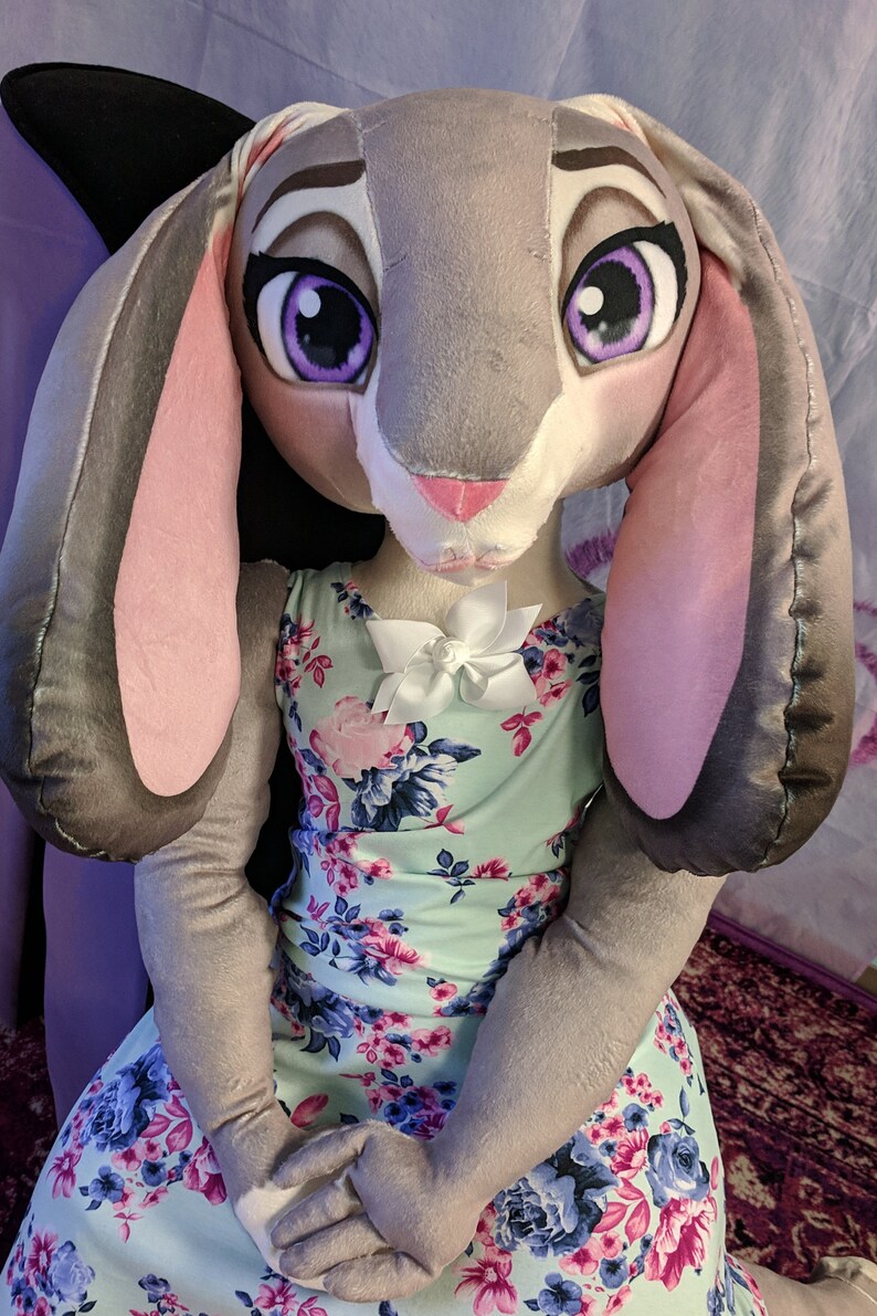 Gray Bunny Custom Anthro Plush Doll Cute Lovely Companion 45 Etsy