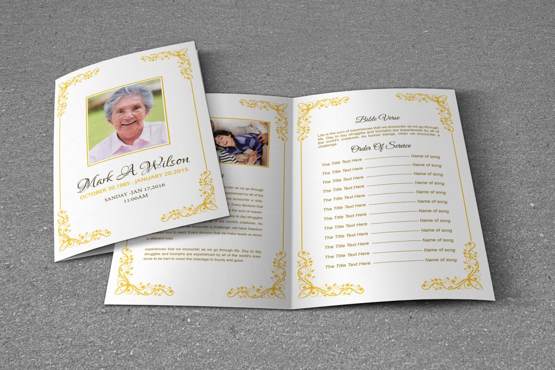 Modèle de programme funéraire imprimable Élégant en douce mémoire du ...