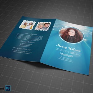 Sparkle Blue Funeral Program Template in Loving Memory of - Etsy