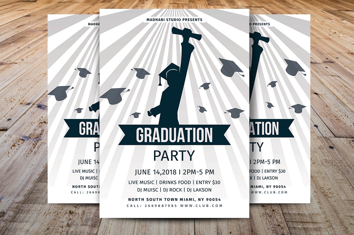 Graduation Flyer Template Graduation Invitation Card Adobe | Etsy