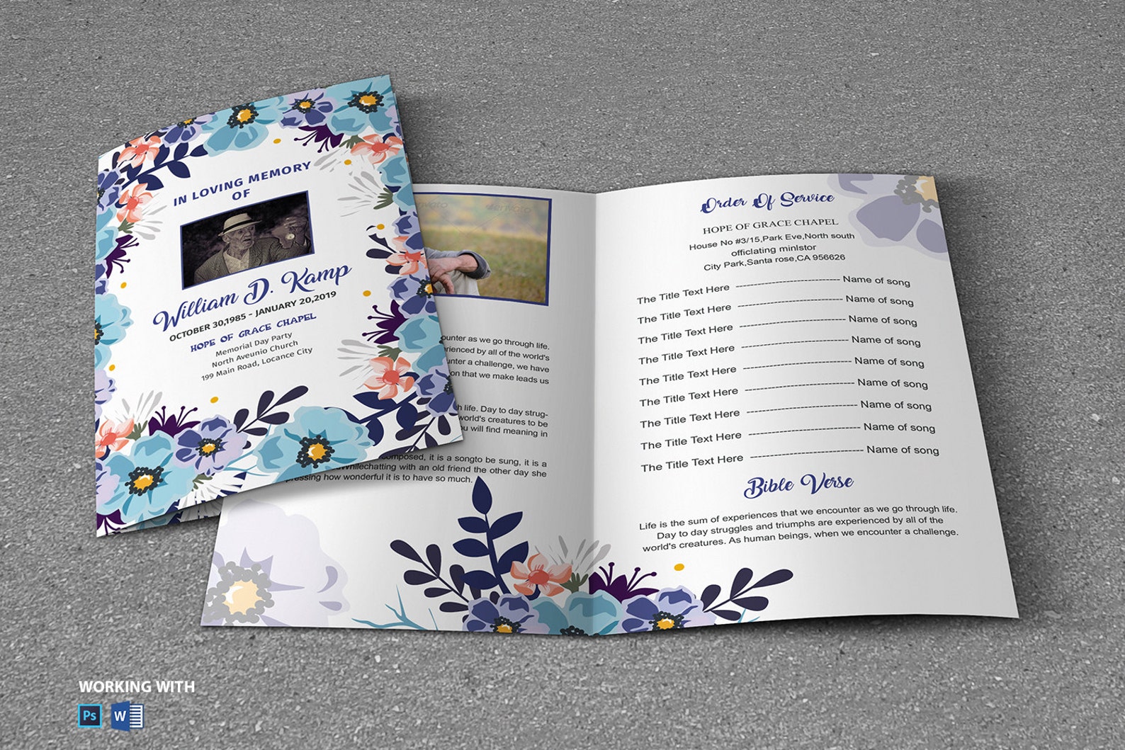 Printable Flower Funeral Program Template Funeral Program | Etsy