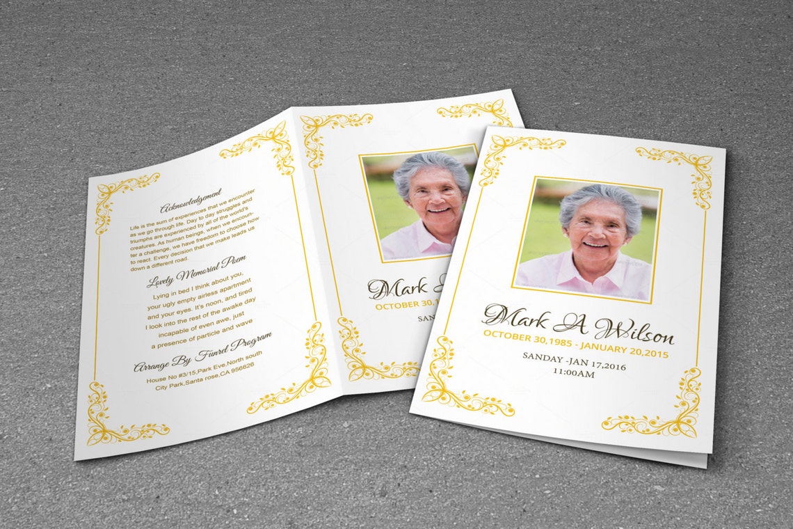 Modèle de programme funéraire imprimable Élégant en douce mémoire du ...