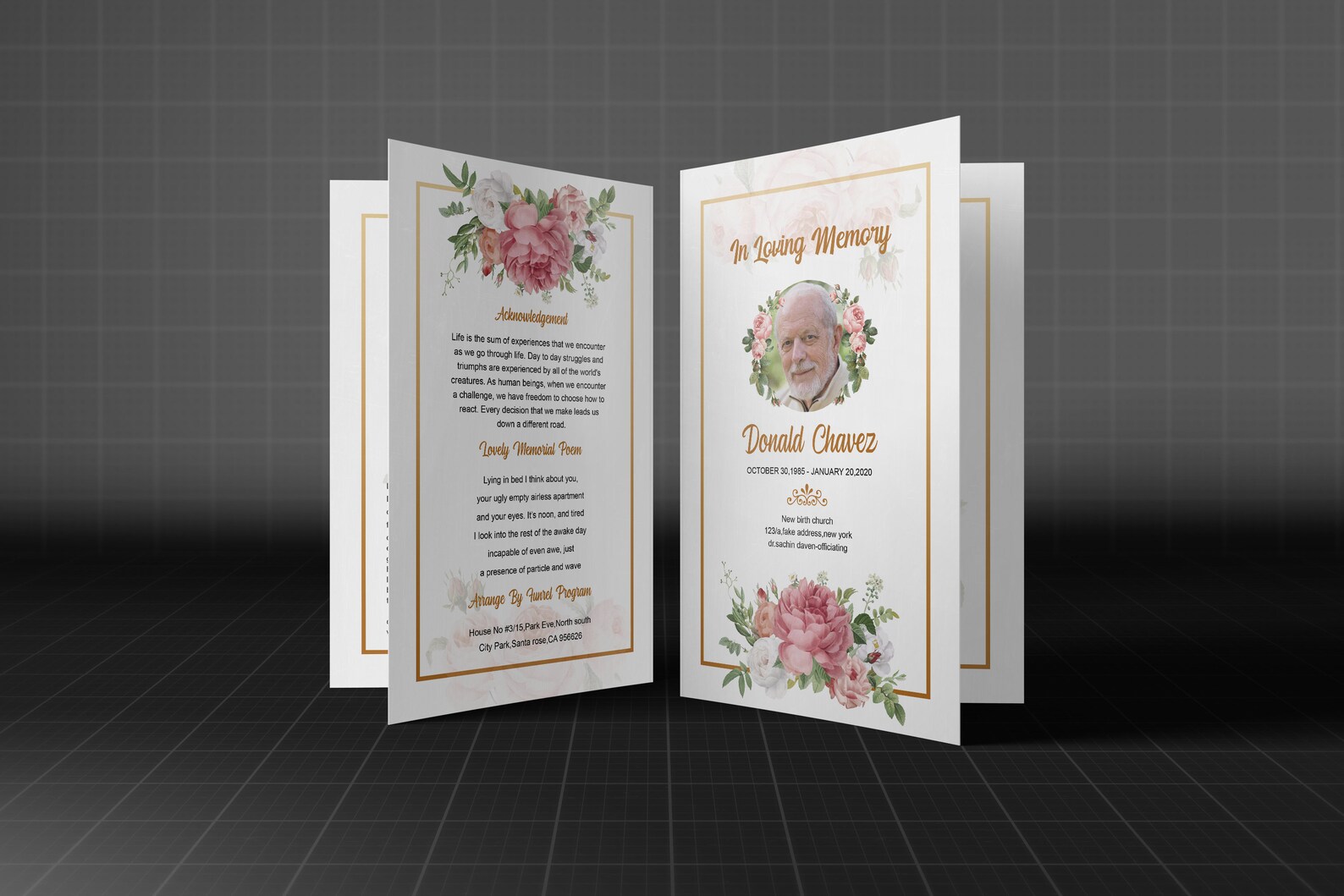 Printable Funeral Program Template Flower Funeral Program | Etsy