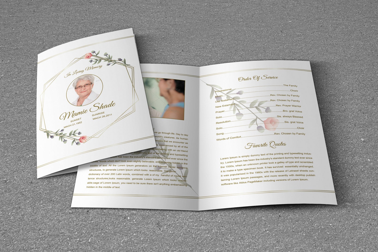 Blush Flower Floral Funeral Program Template Celebrating the - Etsy
