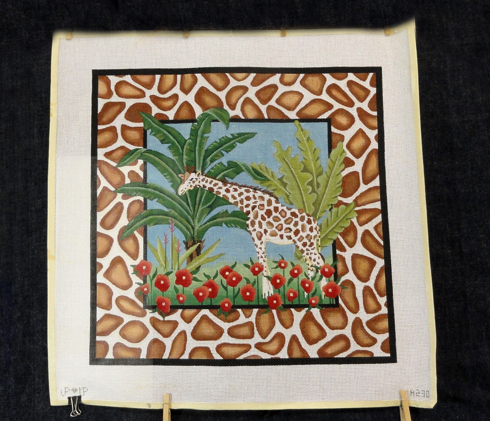 Giraffe Floral Needlepoint Pattern JP Designs Hand Painted Canvas 14 ...