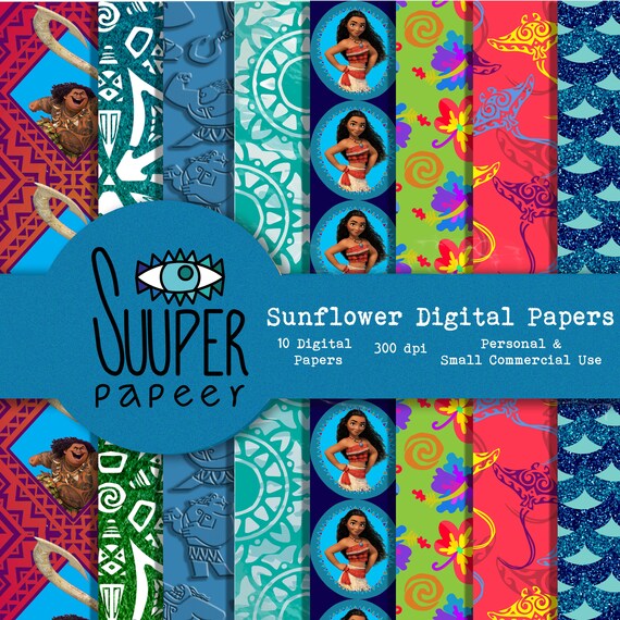Moana Digital Papers 8 Designs 12x12in 30x30 Cm Ready to - Etsy