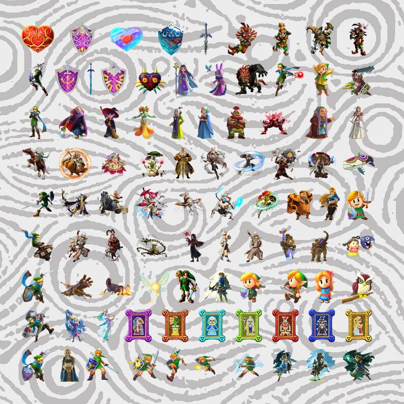 Digital Papers ZELDA 90 CLIPART Transparent Background 10 - Etsy