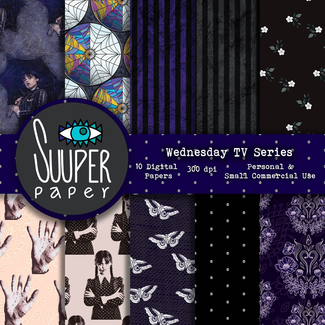 WEDNESDAY TV SERIE Repeated Digital Papers - Seamless - 10 Designs ...