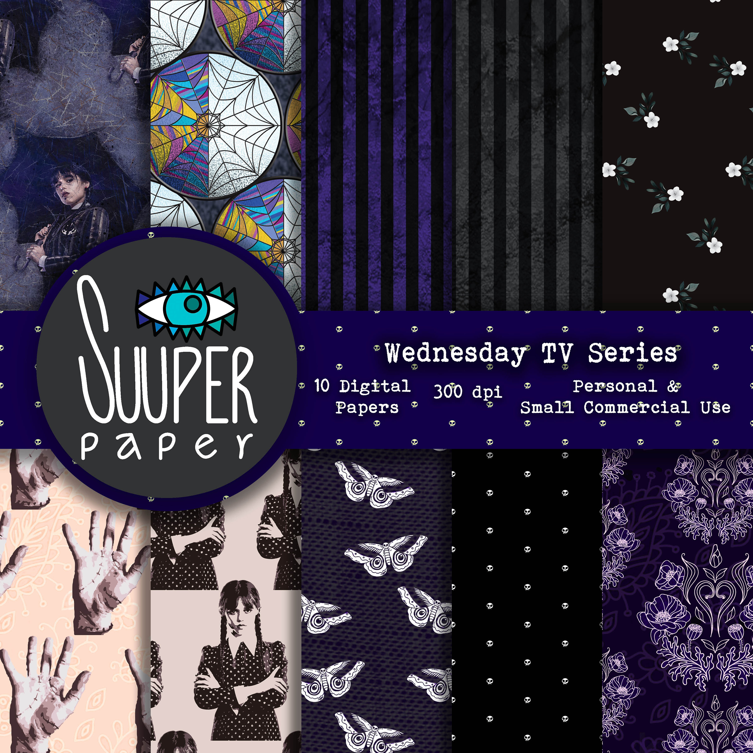 WEDNESDAY TV SERIE Repeated Digital Papers Seamless 10 - Etsy