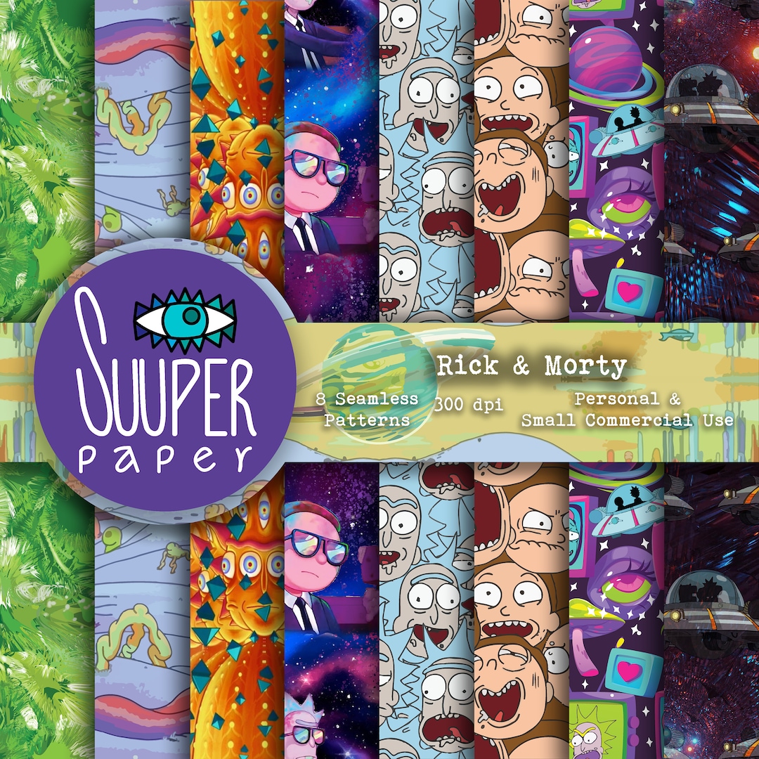 RICK AND MORTY Repeated Digital Papers - Seamless - 8 Designs 12x12in ...