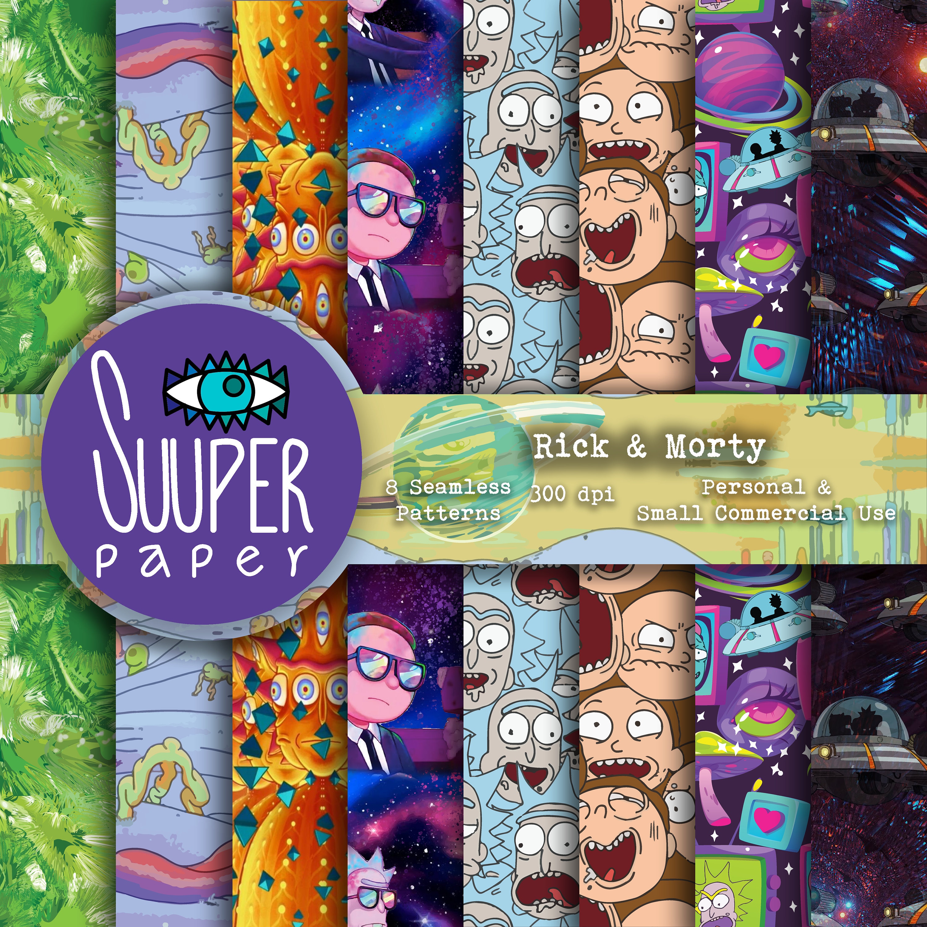 RICK AND MORTY Repeated Digital Papers Seamless 8 Designs - Etsy Australia